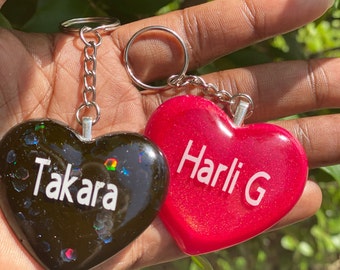 Personalized Heart Keychains - Etsy