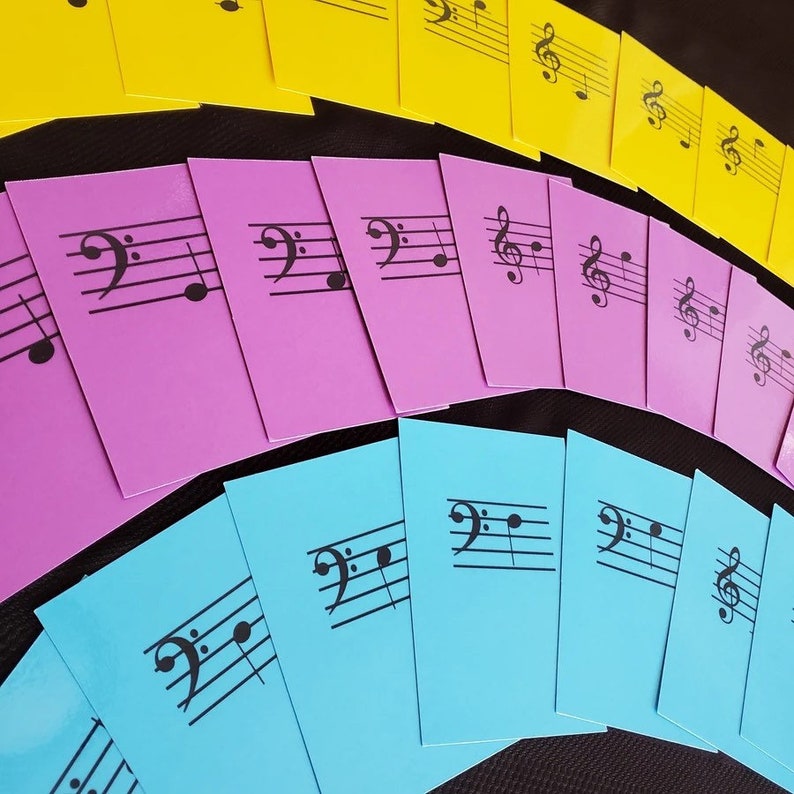 Flash Cards Notes! Leveled Treble Clef and Bass Clef Music Note ...