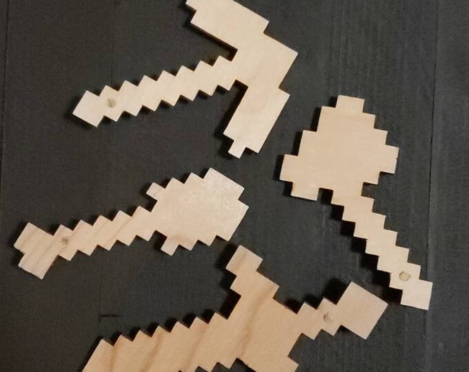 Minecraft Style Figurine Tools Weapons and Item Accessories DIY Wooden ...