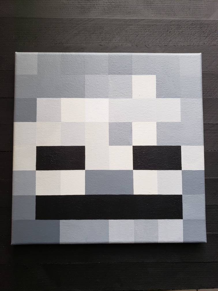 Minecraft Skeleton Face Pixel Art