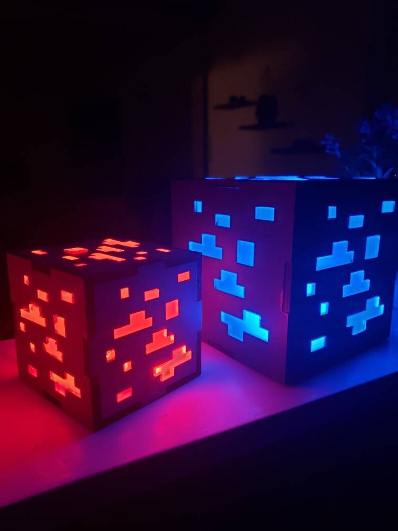 Wooden Ore Block Minecraft Style RGB LED 16 Color Changing - Etsy Norway