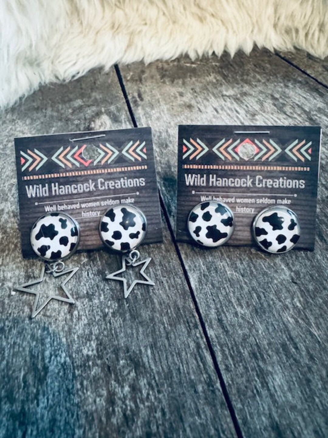 Cow Print Stud Earrings Western Stud Boho Earrings Small Rodeo Earrings ...