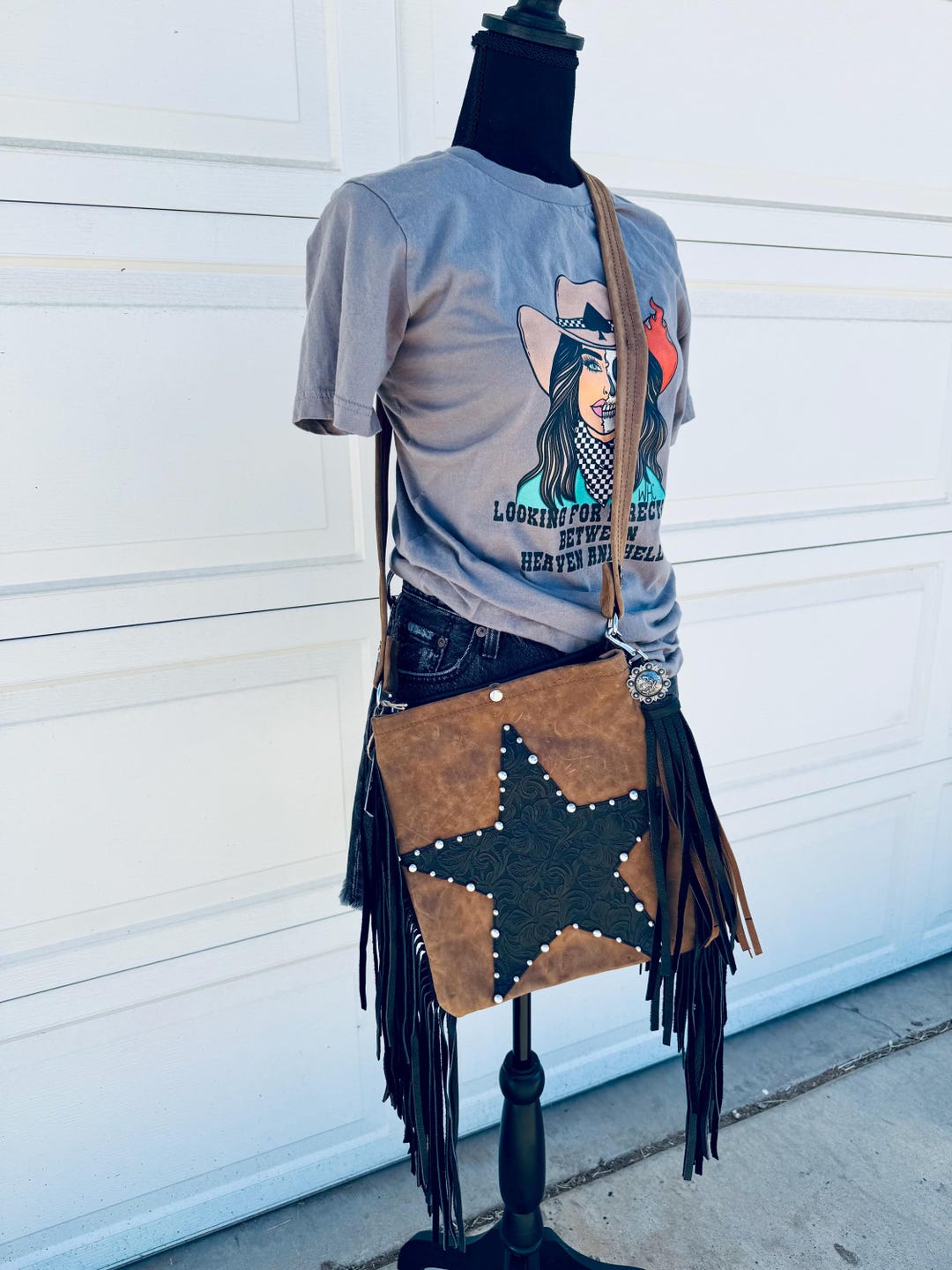 Western Leather Fringe Crossbody Purse - Etsy