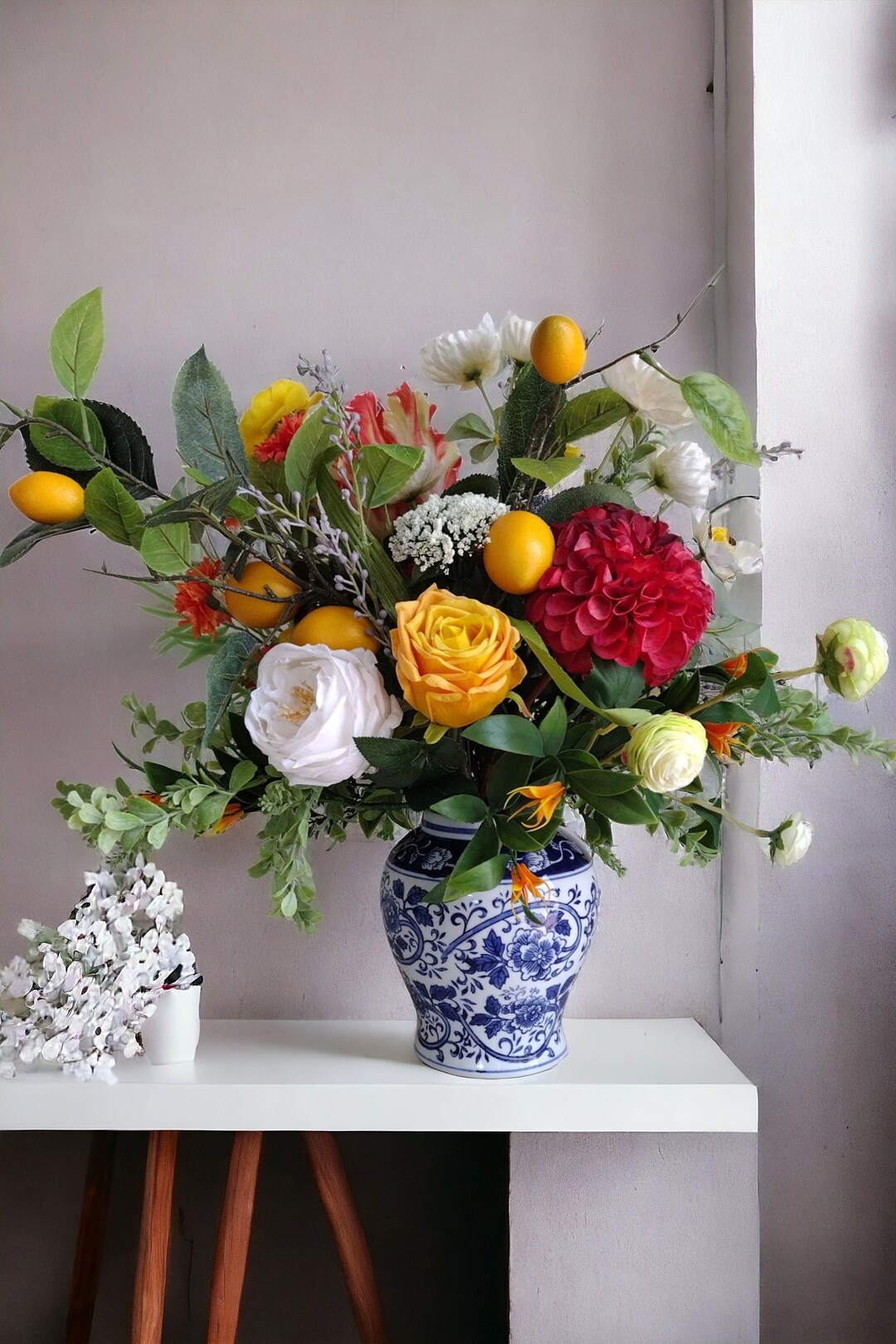 Luxurious Real Touch and Silk Flowers Arrangement, Elegant Floral ...