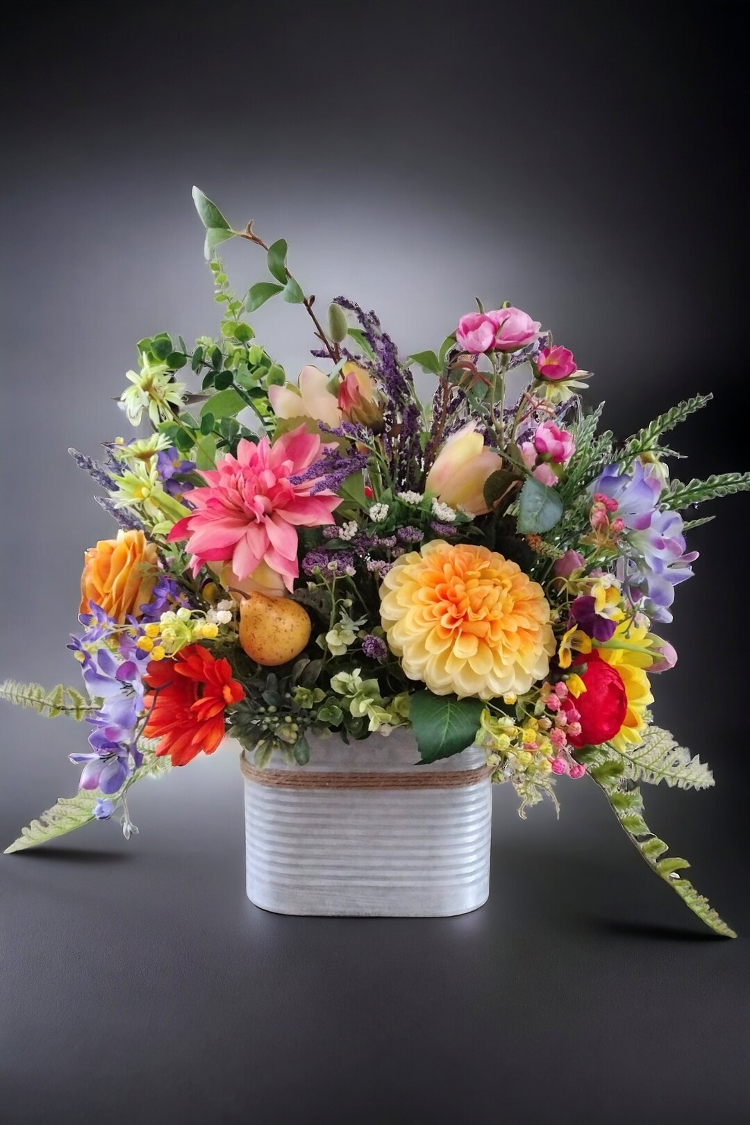 Farmhouse Floral Arrangement Centerpiece, Large Colorful Centerpiece ...