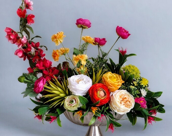 Luxurious Real Touch and Silk Flowers Arrangement, Elegant Floral ...