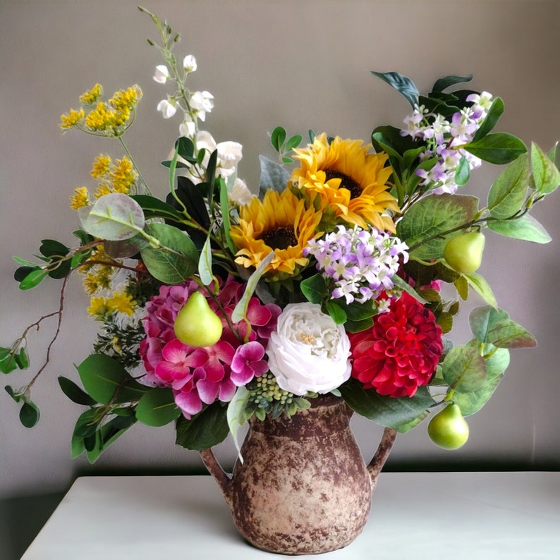 Luxury Country Style Real Touch and Silk Flowers Arrangement, Nearly ...