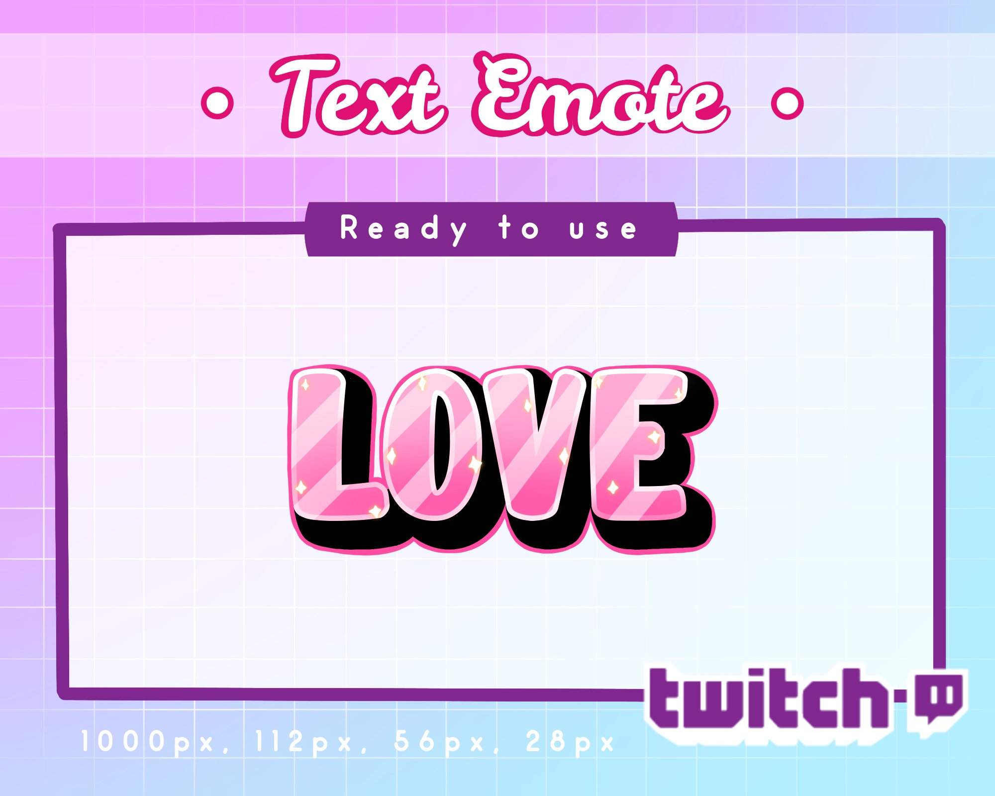 Twitch Emote Love Text Emote | Etsy