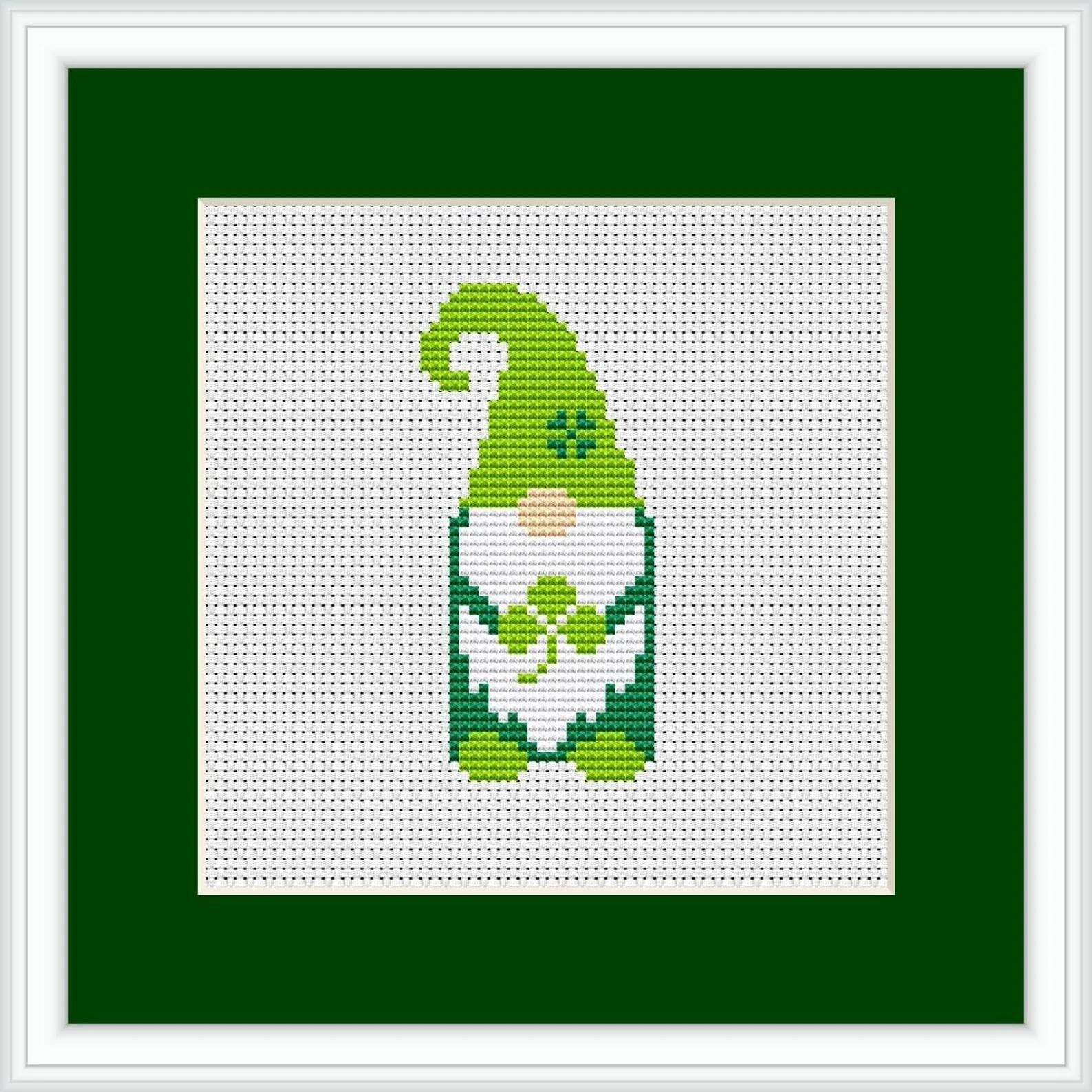 St. Patrick Day Gnome Cross Stitch Pattern St Patrick Day Decor Pattern ...