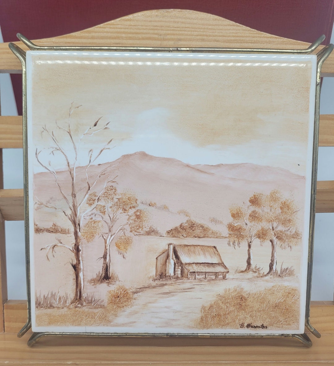 Vintage Australian Bush Landscape Johnson Tile Handpainted Trivet - Etsy