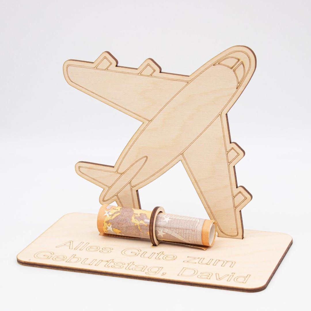 Geldgeschenk Flugzeug - aus Holz personalisiert - Etsy.de