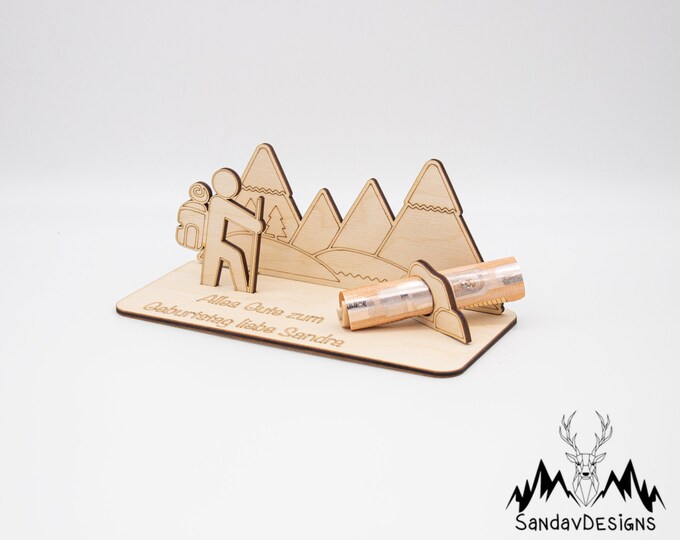 Geschenkbox Berghütte, Reise, Geldgeschenk wandern, Gutschein Wanderer ...