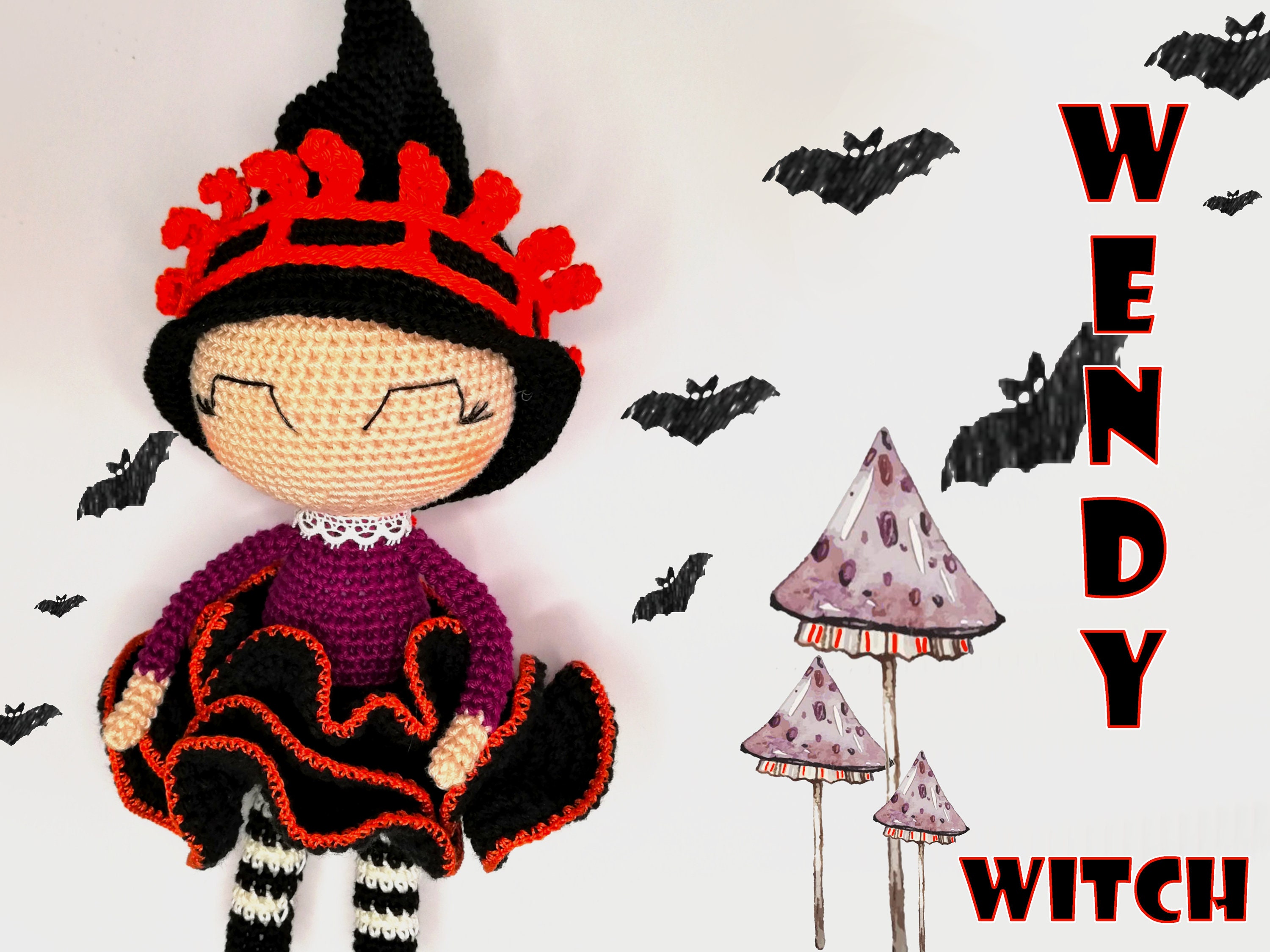 Wendy Witch Crochet PDF Pattern Halloween Decor Spooky | Etsy