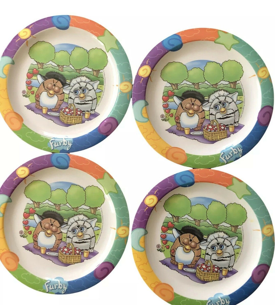 Vintage Furby Trudeau Melamine Design Neove Kids Plastic Plates Set of ...