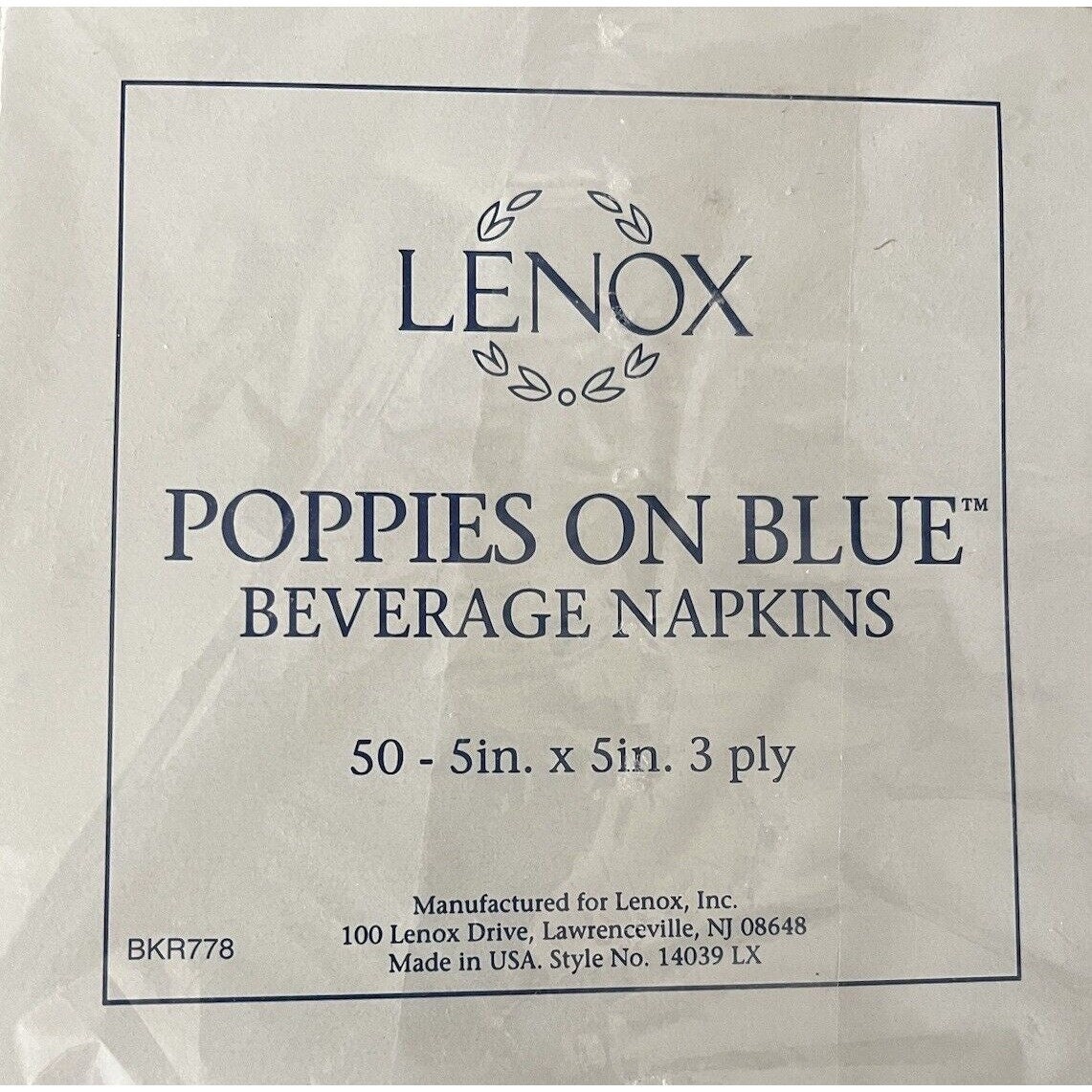 Vintage Lenox Poppies on Blue Paper Beverage Napkins 50 5”x 5” 3 Ply ...