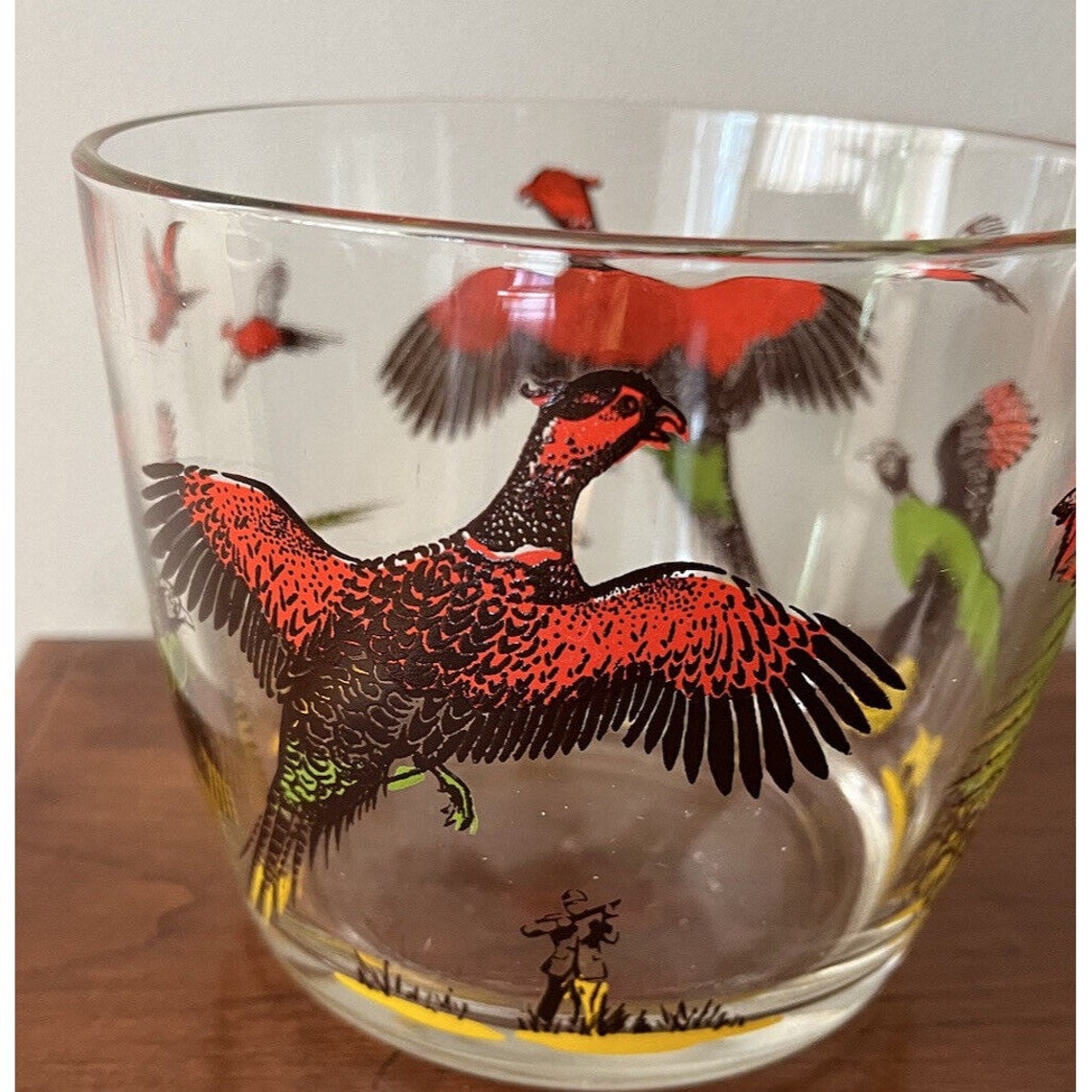 Vintage MCM Hazel Atlas Pheasant and Hunters Ice Bucket Glass Bowl - Etsy