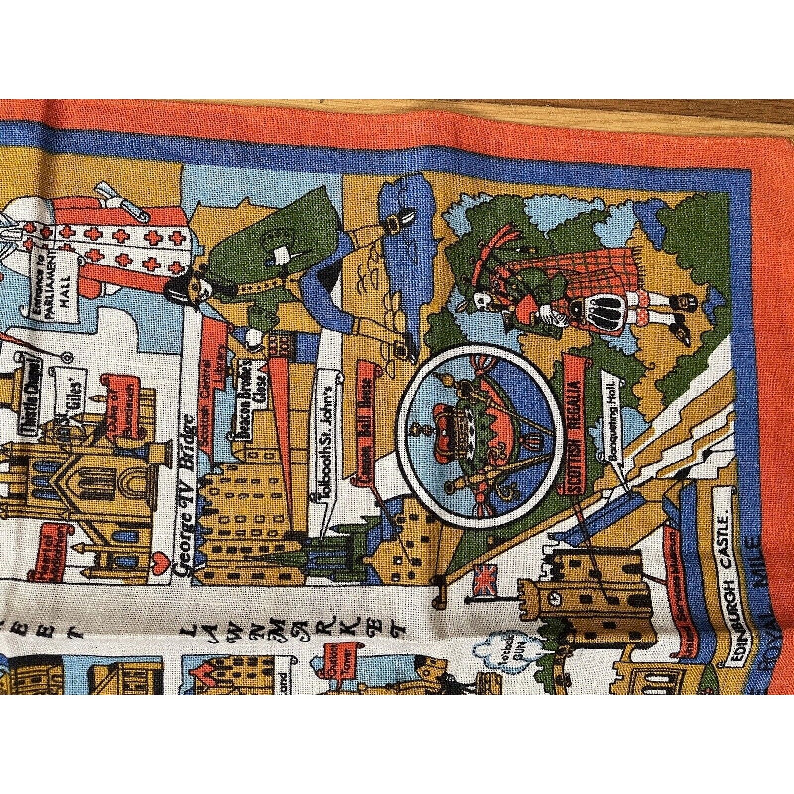 Vintage Scottish Royal Mile Art Printed on Linen Tea Towel - Etsy