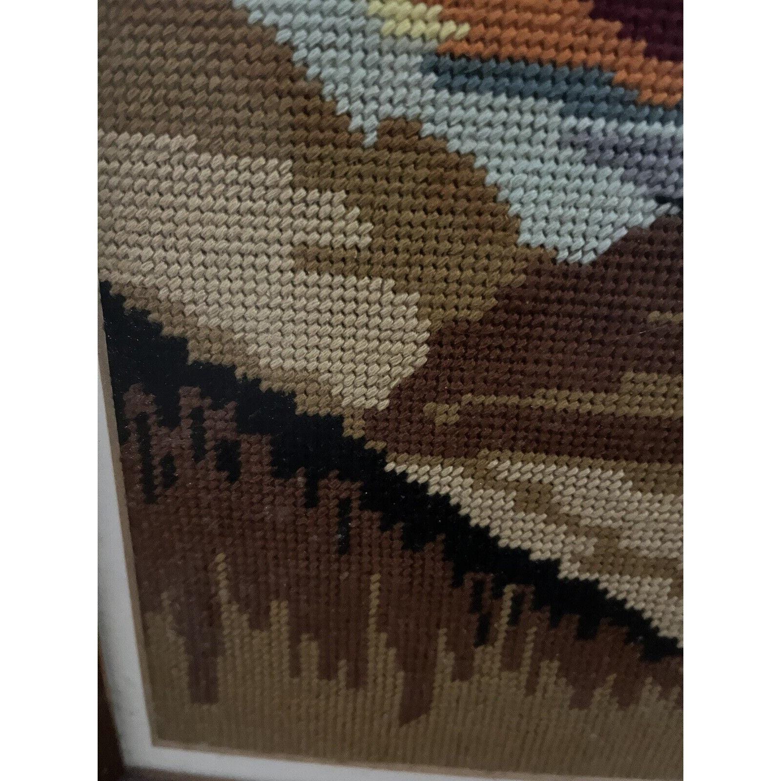 Vintage 70s Handmade Still Life Needlepoint Framed Candlestick Fruit ...