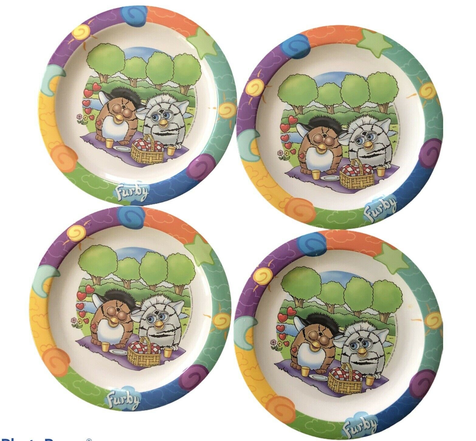 Vintage Furby Trudeau Melamine Design Neove Kids Plastic Plates Set of ...