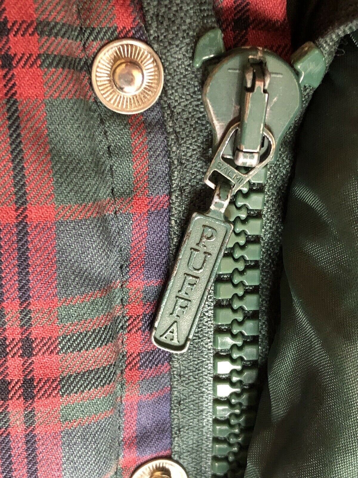 Vintage Original PUFFA Clothing Tartan Plaid Mens Full Zip Snap Front ...