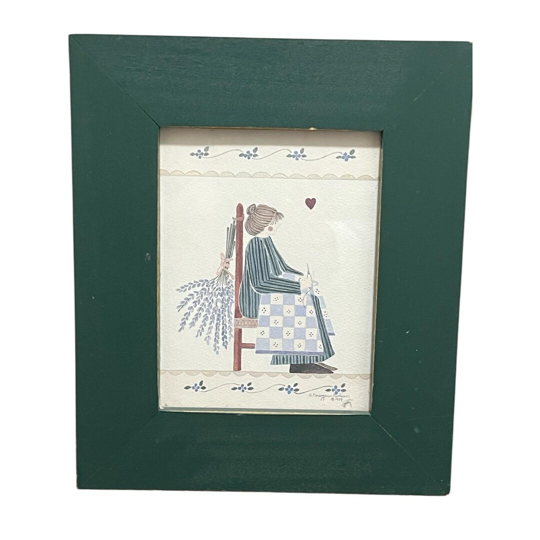 Vintage Folk Art Signed Barbara Bourgeau Richards Phyllis Louise Quilt ...