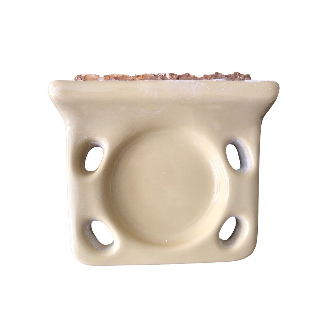 Vintage 70s Yellow Porcelain Ceramic Bathroom Toothbrush and Cup Holder ...