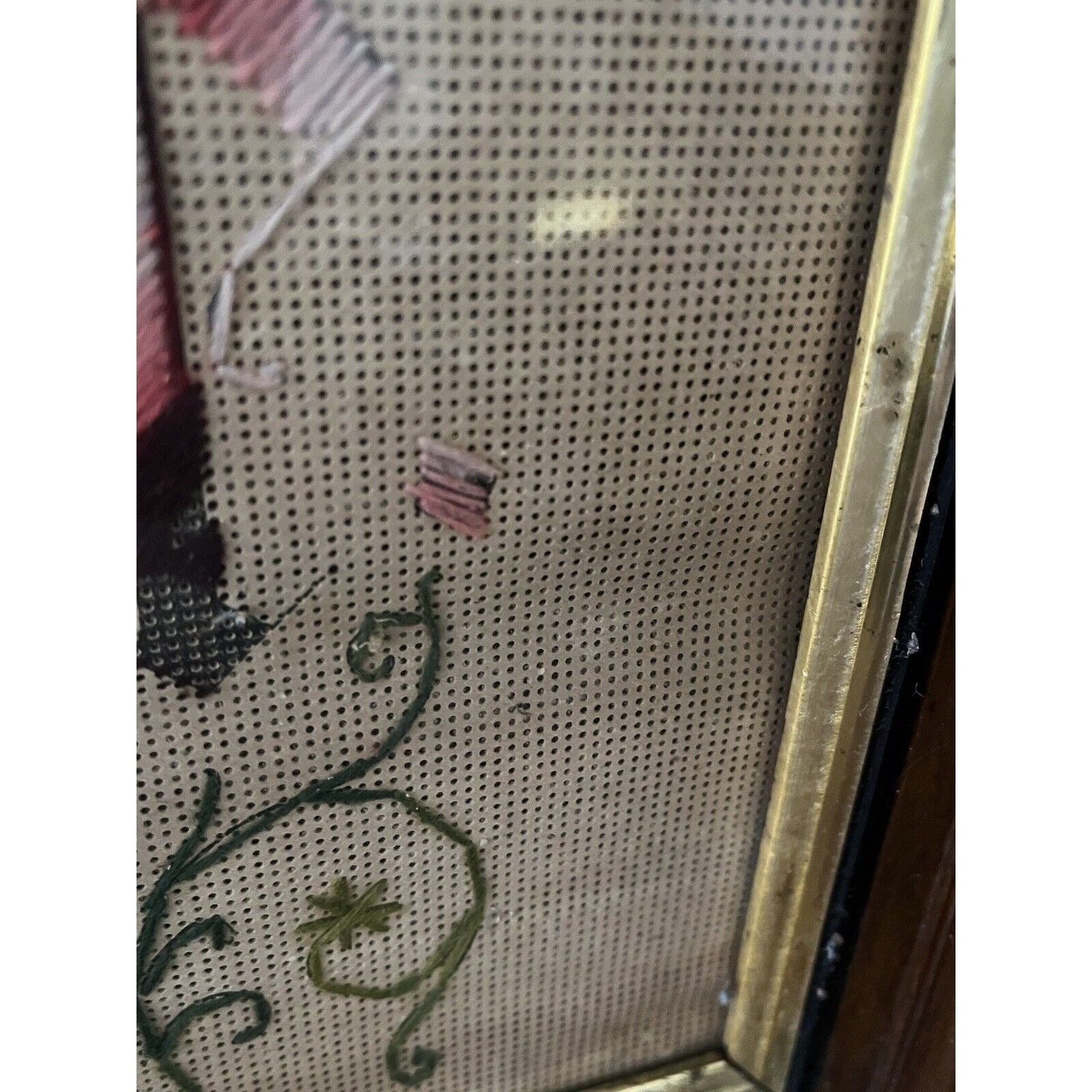 Antique Victorian Paper Punch Needlepoint Cross Stitch Framed God Bless ...