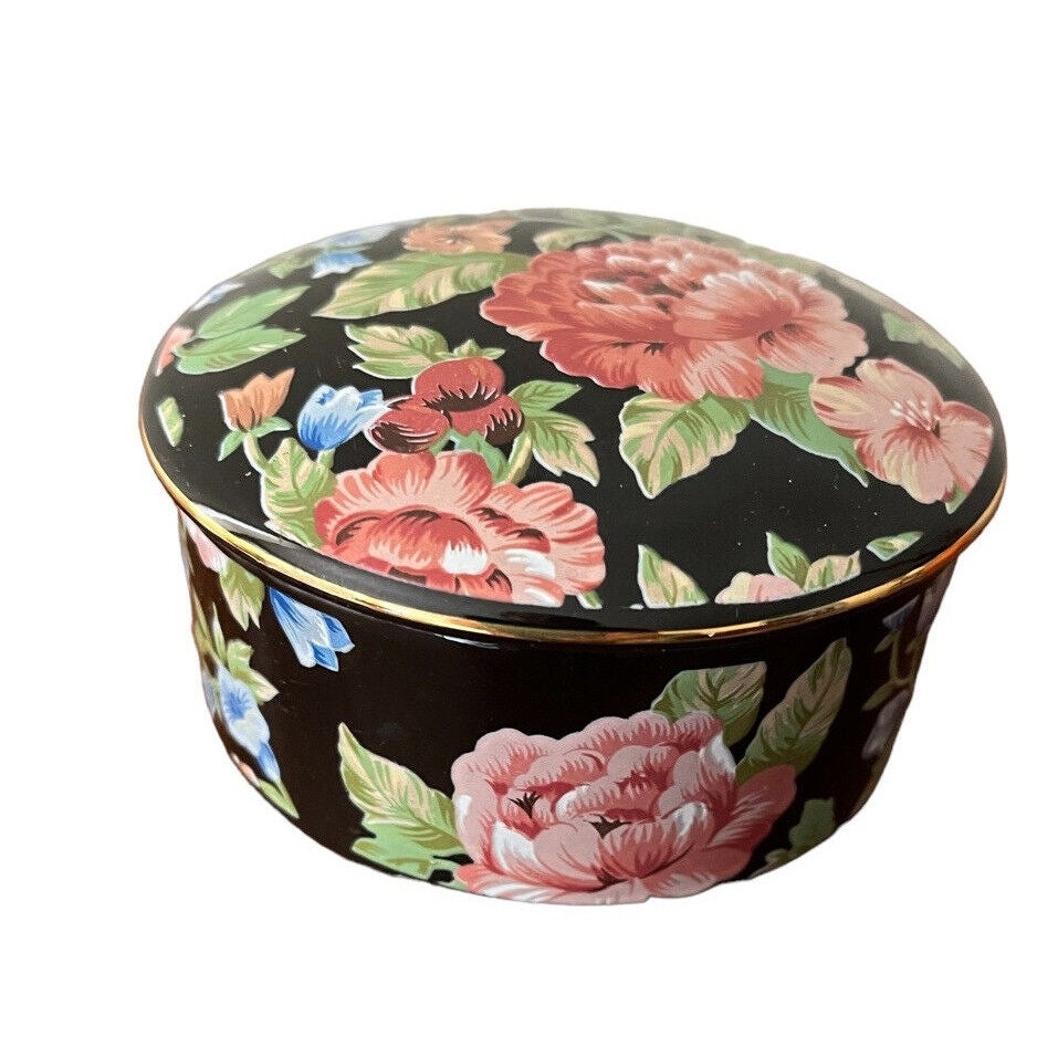 Otagiri Tavistock Floral Garden Round Trinket Box - Etsy