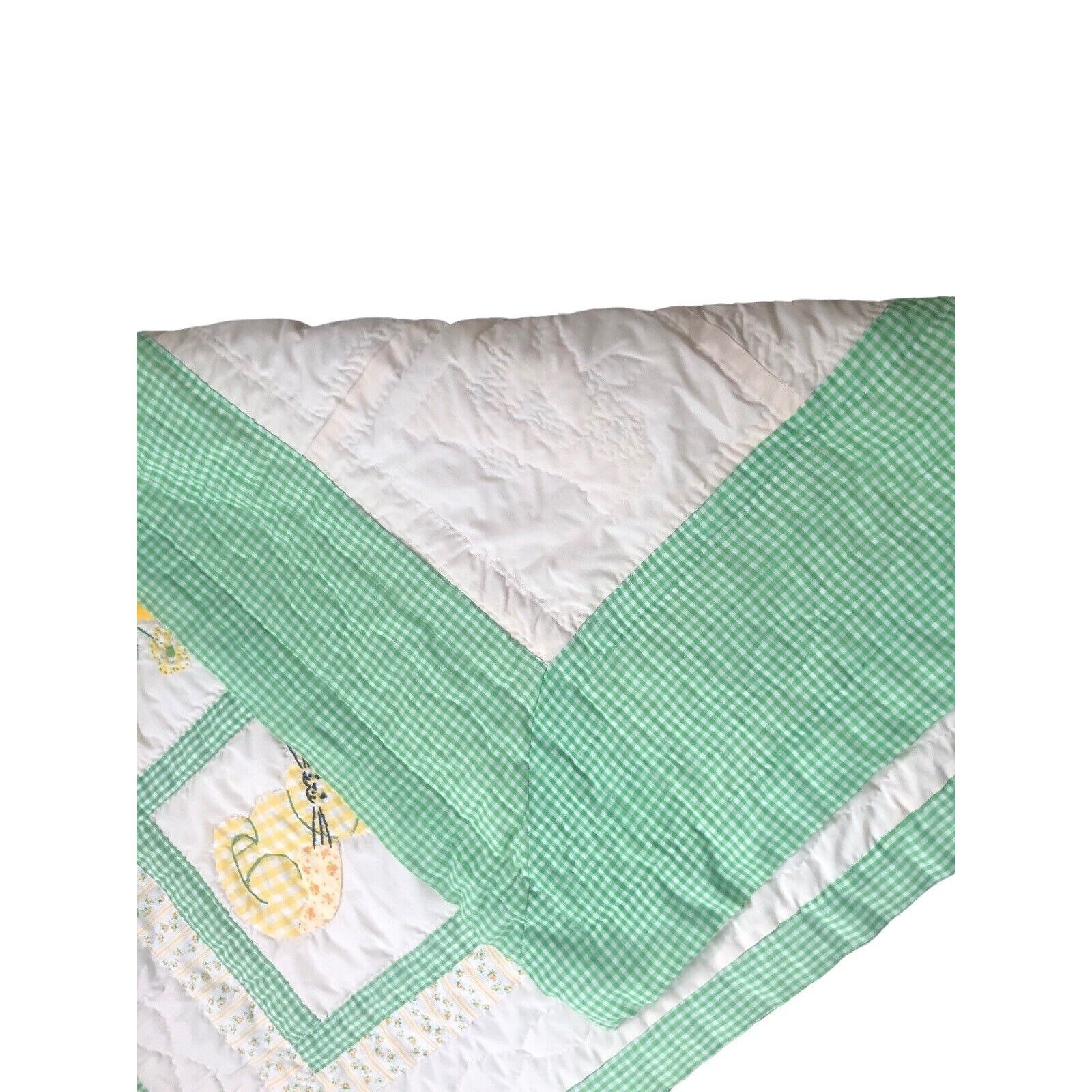 Vintage Handmade ABC Square Baby Quilt Blanket Green Gingham - Etsy