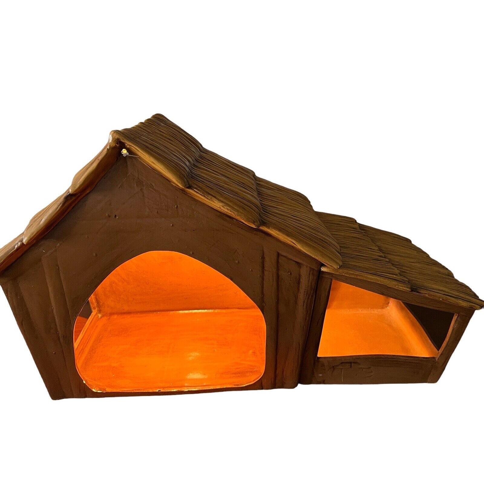 Vintage Atlantic Mold Large 2 Piece Lighted Ceramic Nativity Barn ...