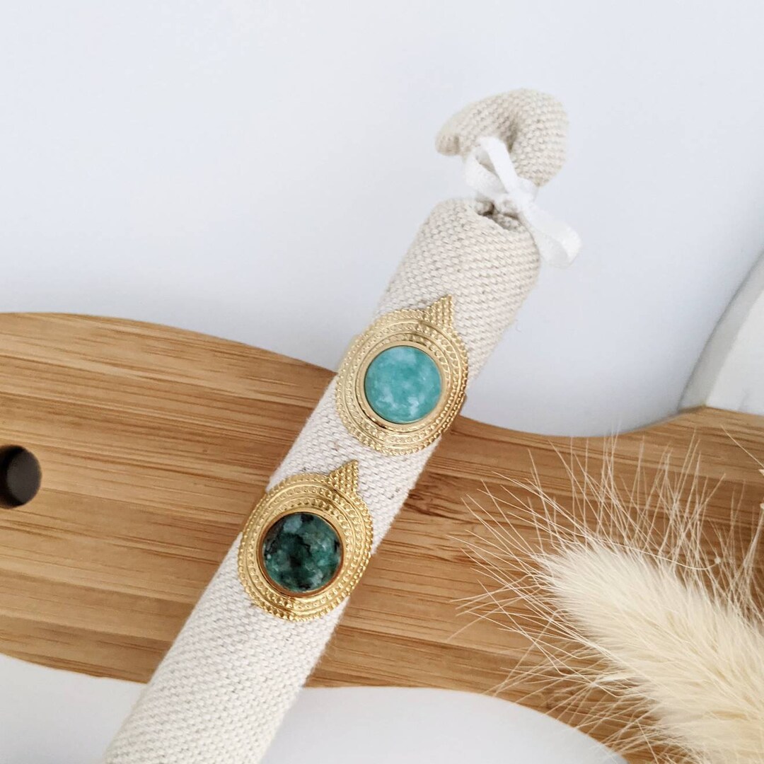 Mathilde Ring Round Adjustable Steel Ring With Green or Blue - Etsy