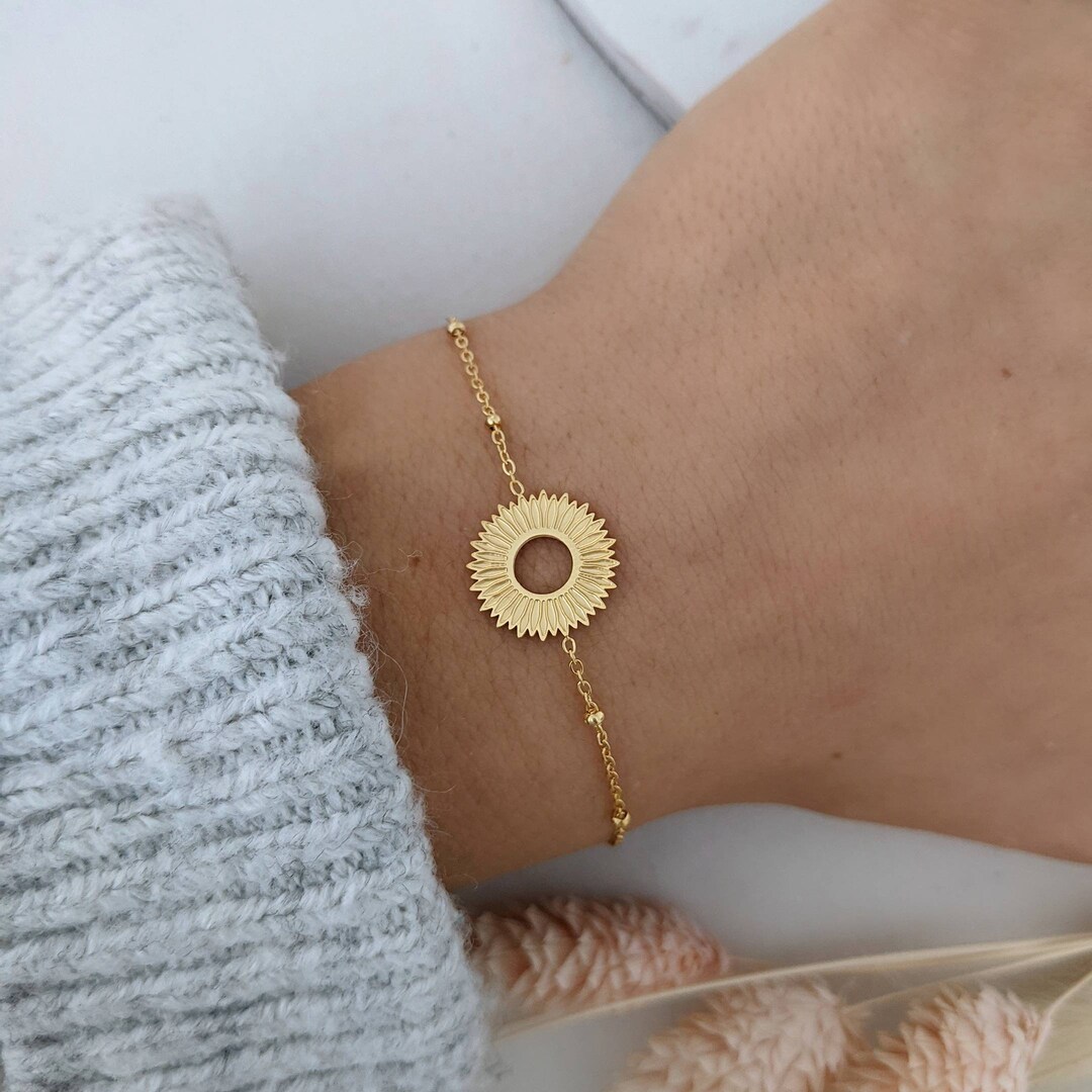 Fanfan Bracelet • Gold Stainless Steel Bracelet With Modern Sun for ...