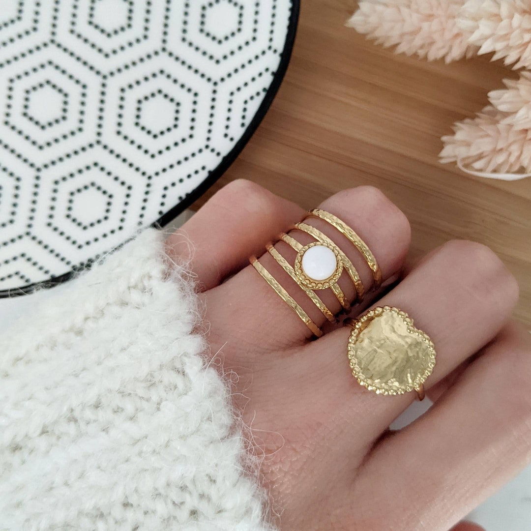 Augustine Ring • Large Adjustable Ring With Fine Multi-rows and Round ...