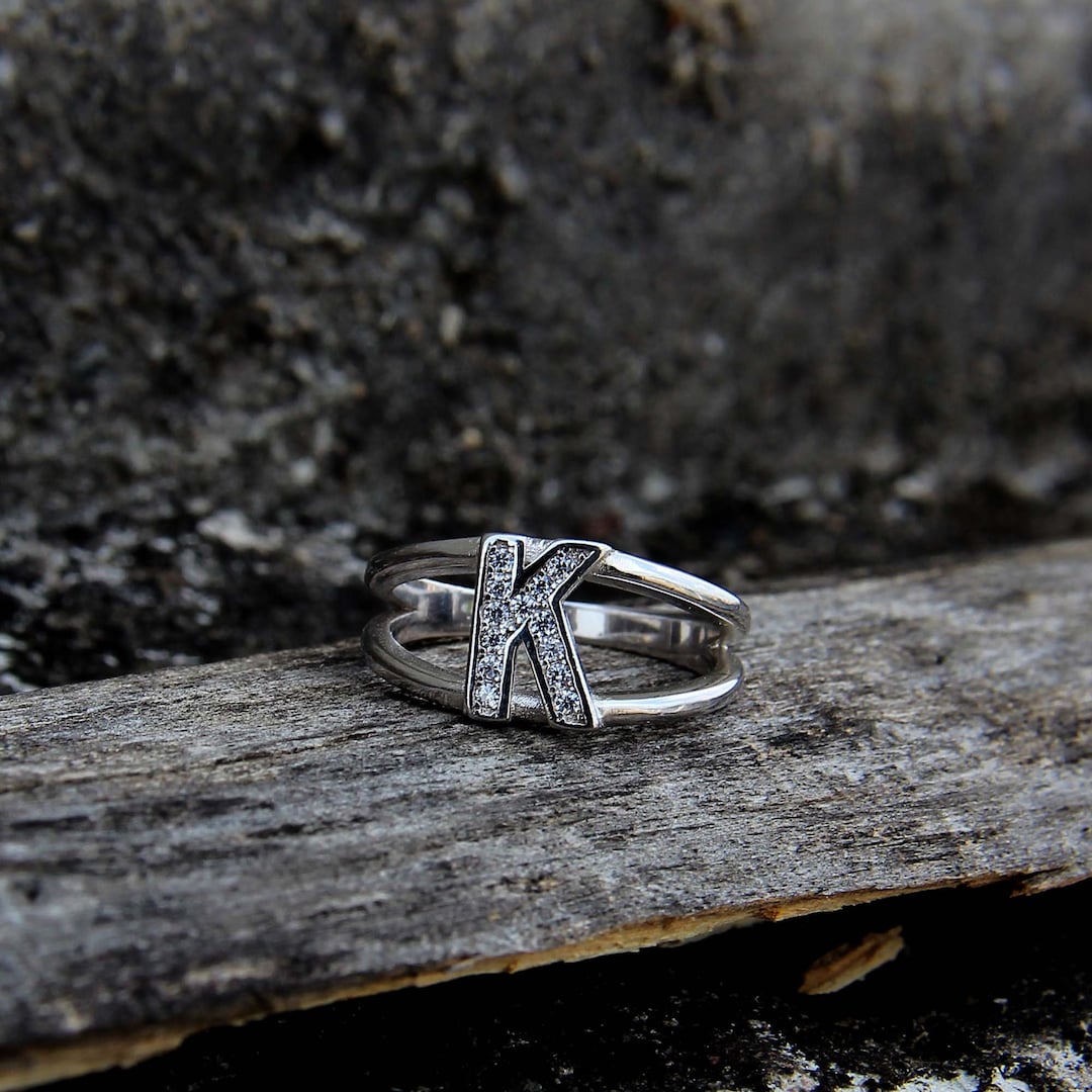Letter k Ring-american Diamond Ring-alphabetic - Etsy