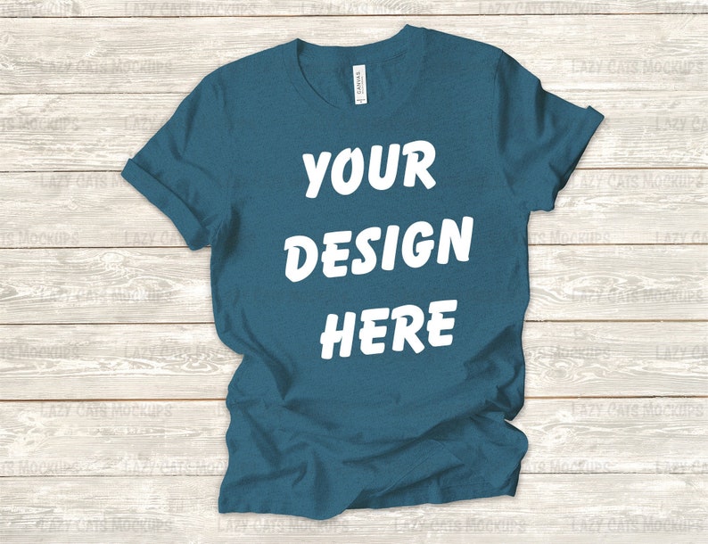 Heather Deep Teal Bella Canvas 3001 Bella Canvas Mock up | Etsy