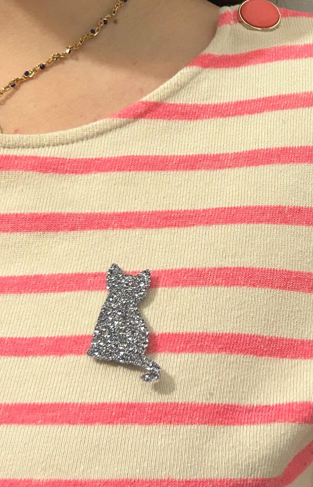 Broche Audrey — Chat Pailleté Argent — Mignonnerie élégante et fun ...