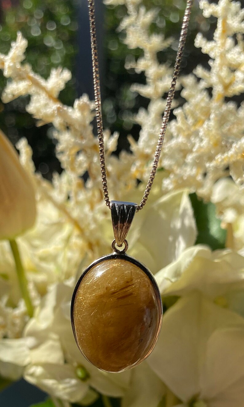 Rutilated Gold Round Drop Pendant 25mm 925 Sterling Silver - Etsy