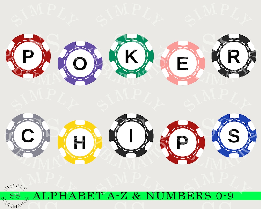 Poker Chip Letters & Numbers Alphabet Sublimation Set ,sublimation Cute ...