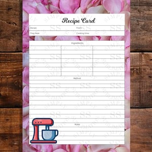 Recipe Sheet Printable, Recipe Page Template, Blank Recipe Page, Recipe ...