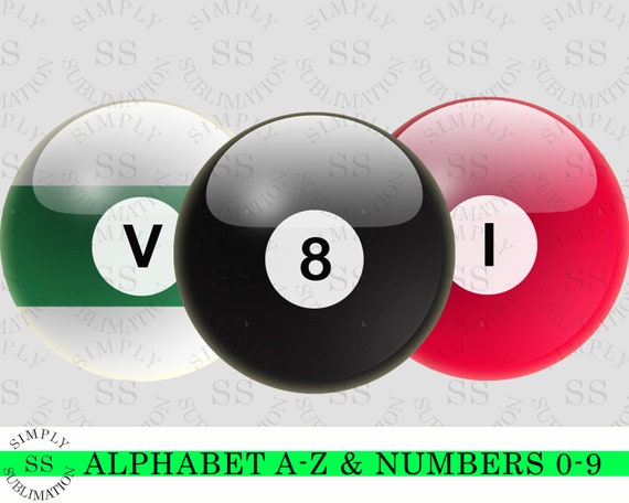 Pool Balls Letters & Numbers Alphabet Sublimation Set | Etsy