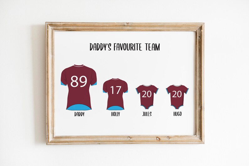 Daddy Favourite Team Football Gift Fathers Print Football - Etsy