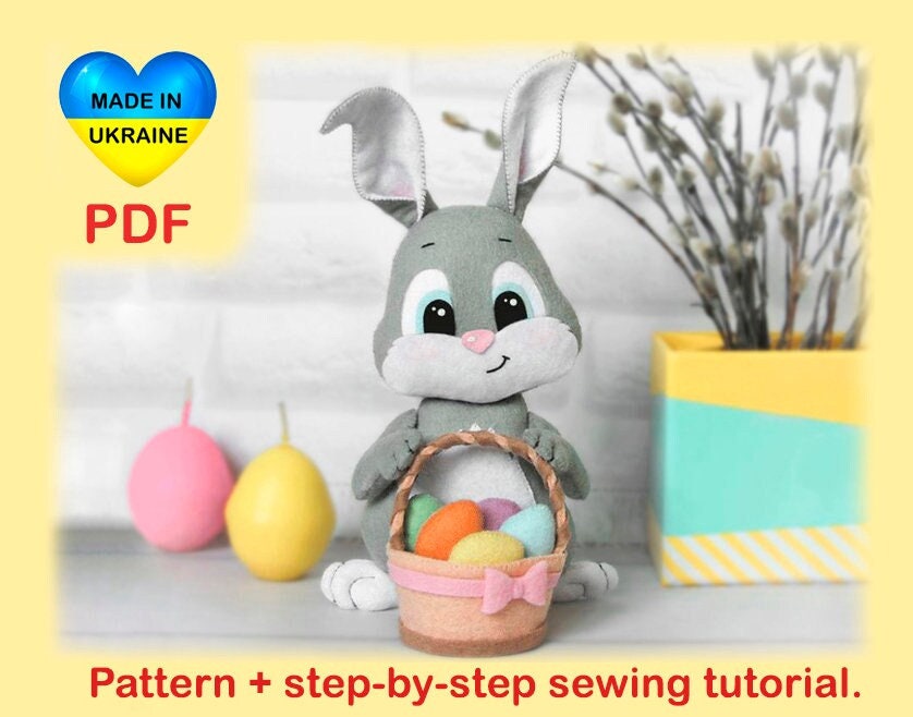 Easter Bunny Pdf Felt Pattern. Step-by-step Sewing Tutorial. Easter ...