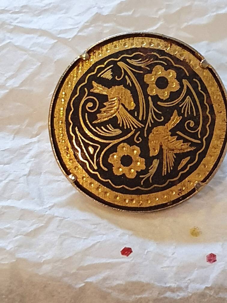 Beautiful Gorgeous Highly Detailed Damascene Brooch Goldtone - Etsy