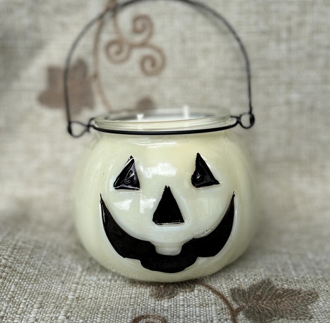 Jack-o-lantern Candle: Fall Scents, Orange and Clear Pumpkin Soy Wax ...