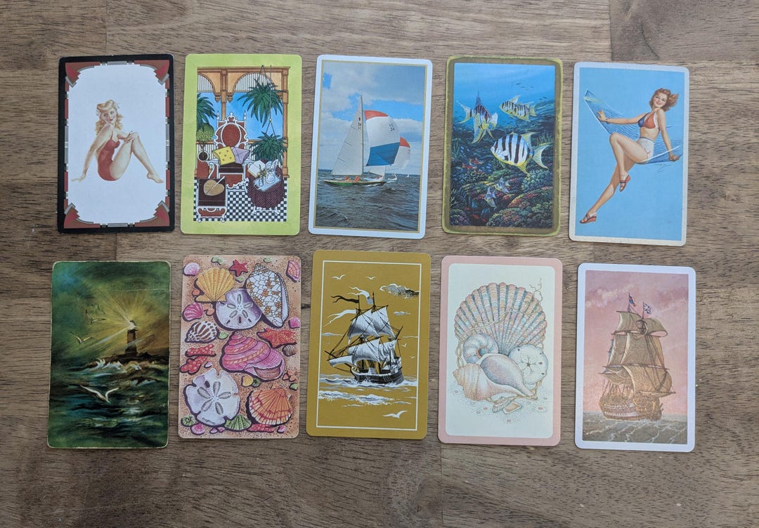 Set of 8 Summer, Sea, Ship, Shells Playing Cards, Swap Cards, Craft ...