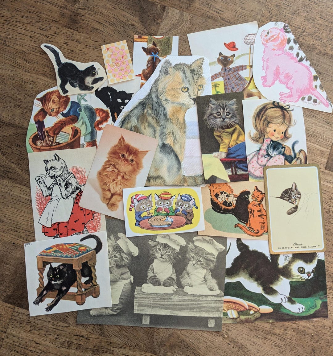 Vintage Kitty Cat Paper Ephemera, Paper Crafting, Junk Journal ...