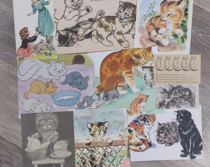 Vintage Kitty Cat Illustrations, Paper Ephemera, Paper Crafting, Junk ...