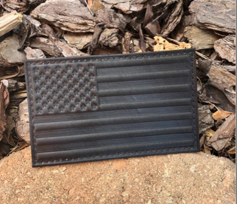 American Flag Leather Patch - Etsy