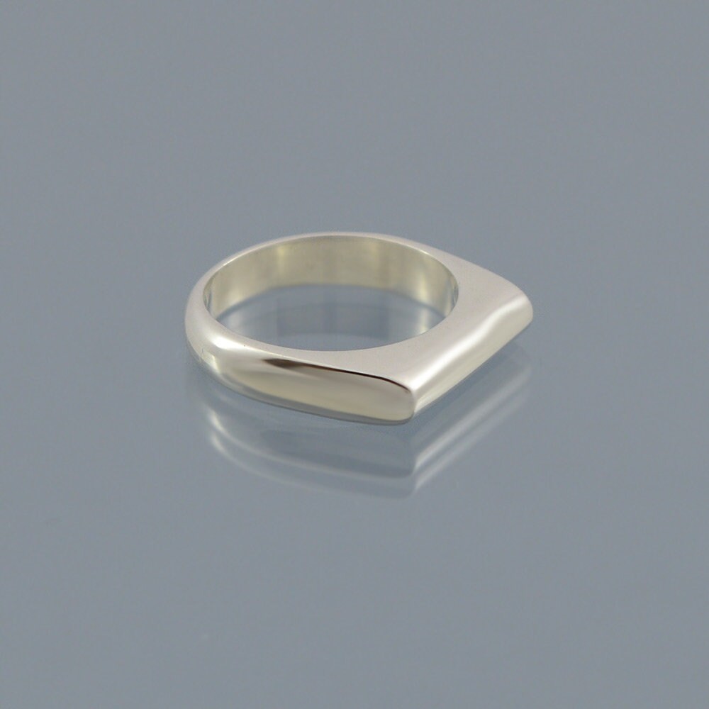 Curved Rectanguler Topped Ring Bar Ring Contemporary Ring - Etsy