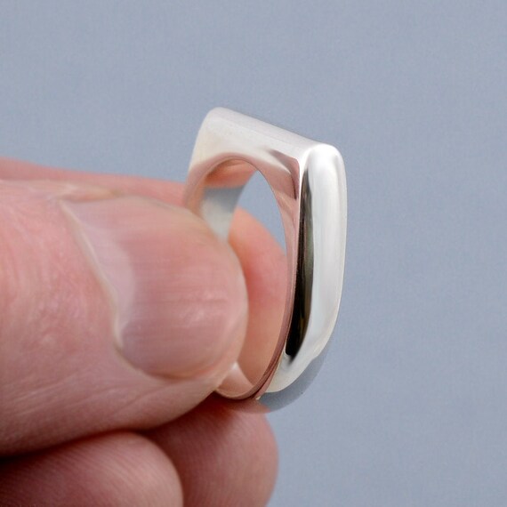 Curved Rectanguler Topped Ring Bar Ring Contemporary Ring | Etsy